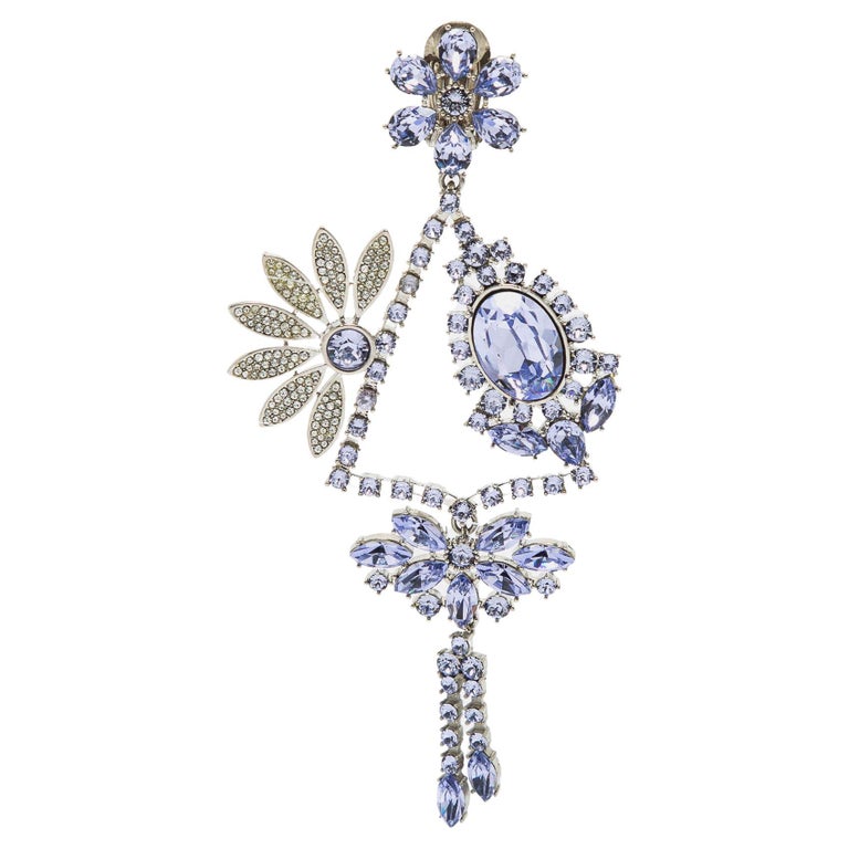 Burberry Lavender Crystal Daisy Drop Single Clip-On Earring For Sale at ...