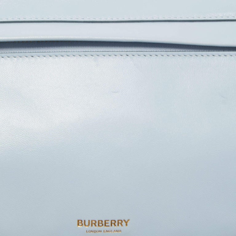 Burberry Light Blue Soft Leather Small Olympia Shoulder Bag For Sale at ...