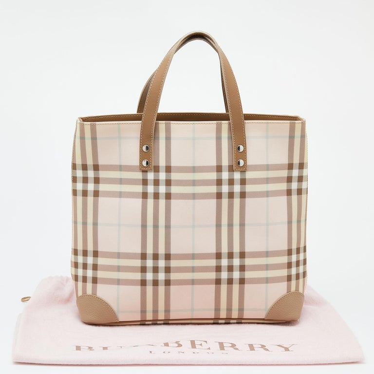 Burberry Light Pink/Beige Nova Check Coated Canvas And Leather Tote at ...