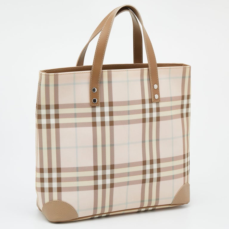 Burberry Light Pink/Beige Nova Check Coated Canvas And Leather Tote at ...