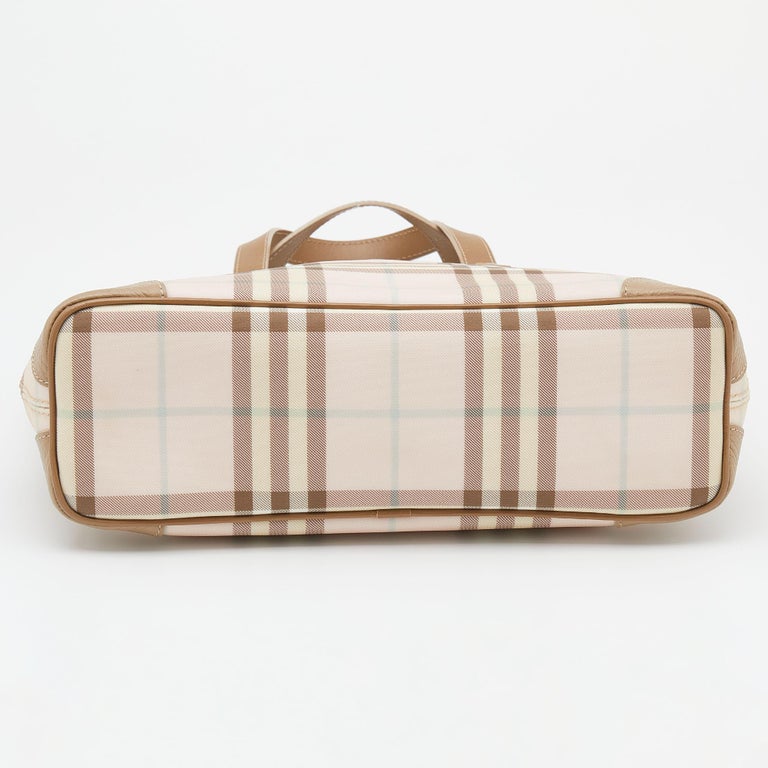 Burberry Light Pink/Beige Nova Check Coated Canvas And Leather Tote at ...