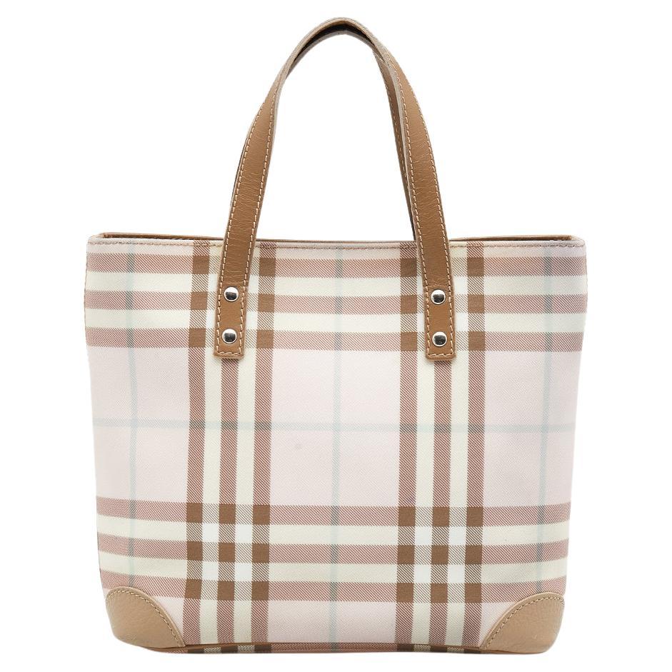 Burberry Light Pink/Beige Nova Check Coated Canvas And Leather Tote For ...