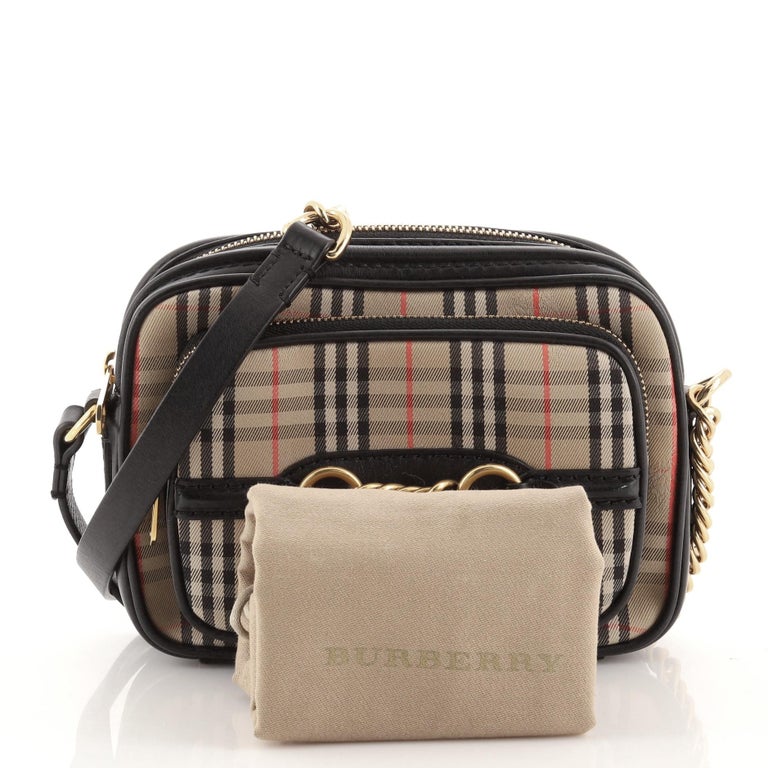 Burberry Link Chain Camera Bag 1983 Knight Check Canvas Small at 1stDibs