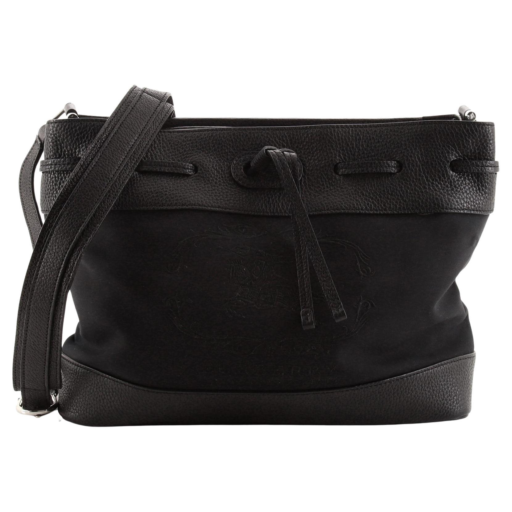 Burberry Blue/Black Denim and Leather Logo Graphic Crossbody Bag For ...