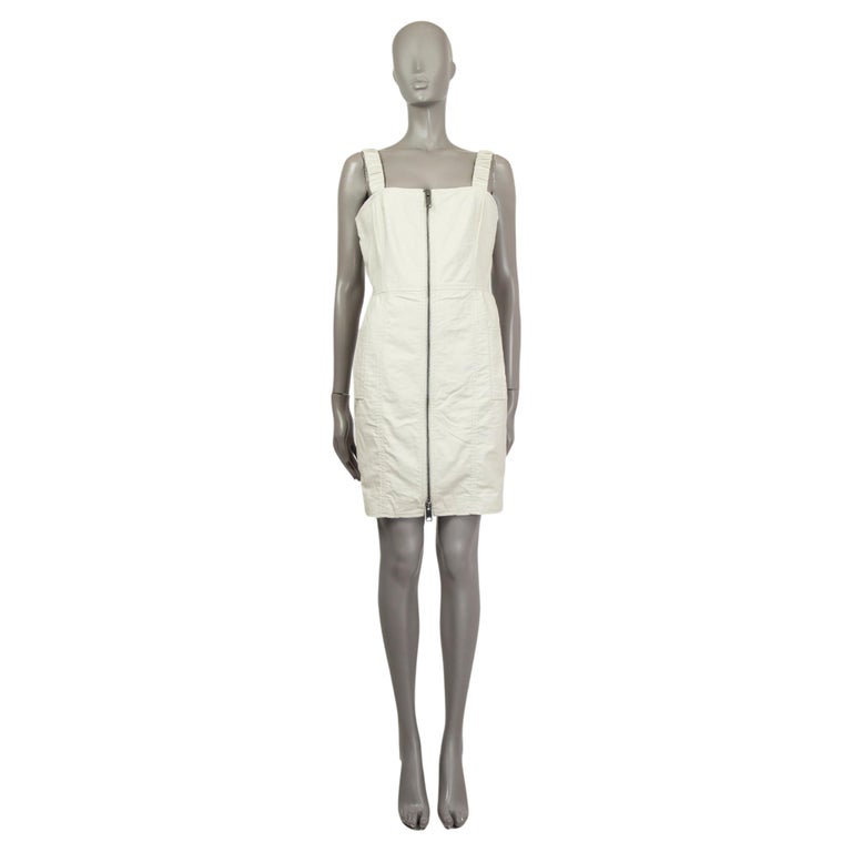 BURBERRY LONDON ivory cotton SLEEVELESS ZIP FRONT Dress 10 M For Sale ...