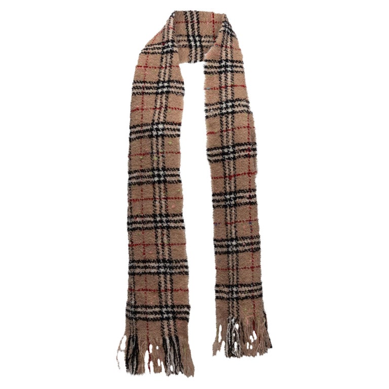 Burberry London Tan and Multicolor Merino Wool-Blend Nova Check Scarf ...