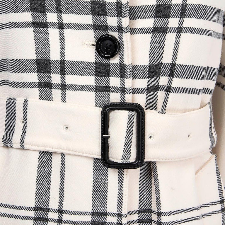 BURBERRY LONDON white grey wool TARTAN CHECK Coat Jacket 6 XS For Sale ...