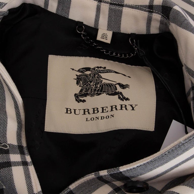 BURBERRY LONDON white grey wool TARTAN CHECK Coat Jacket 6 XS For Sale ...