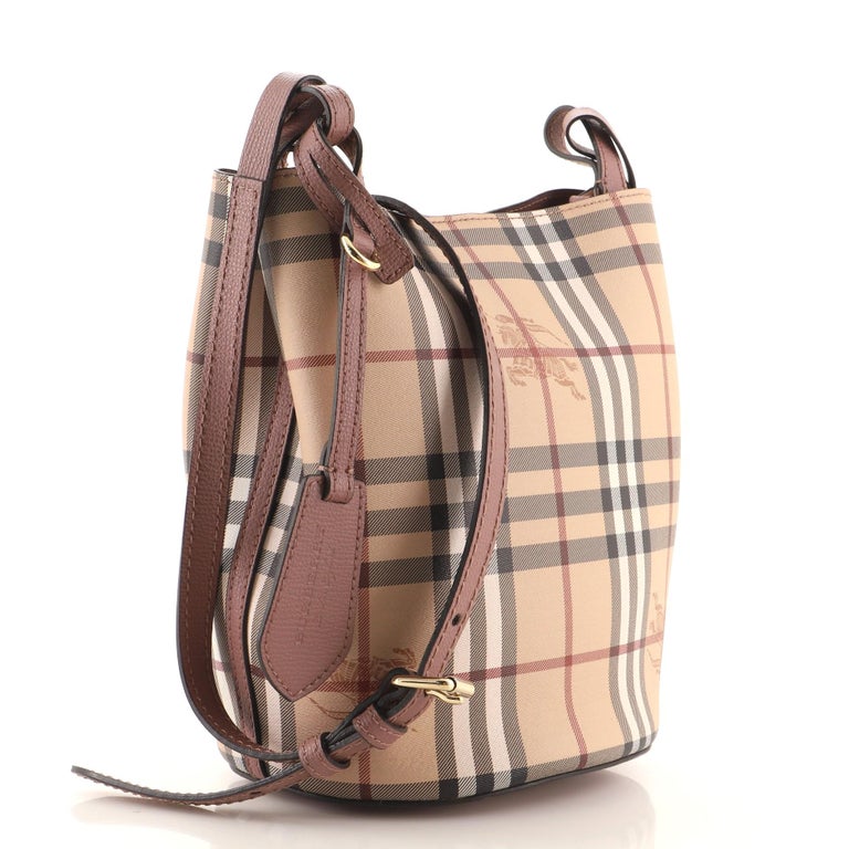Burberry Lorne Bucket Bag Haymarket Coated Canvas Small at 1stDibs