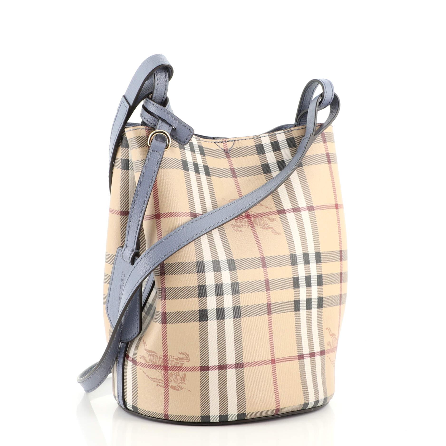 Burberry Lorne Bucket Bag Haymarket Coated Canvas Small at 1stDibs
