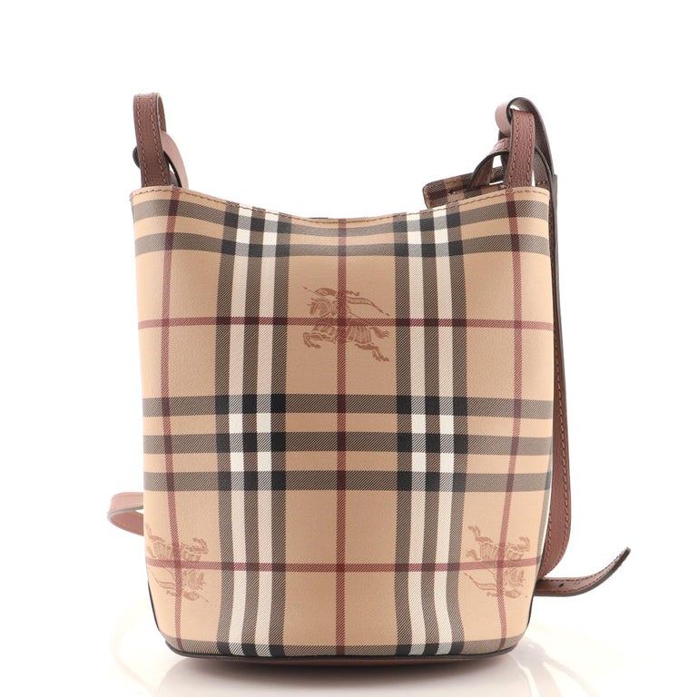 Burberry Lorne Bucket Bag Haymarket Coated Canvas Small at 1stDibs