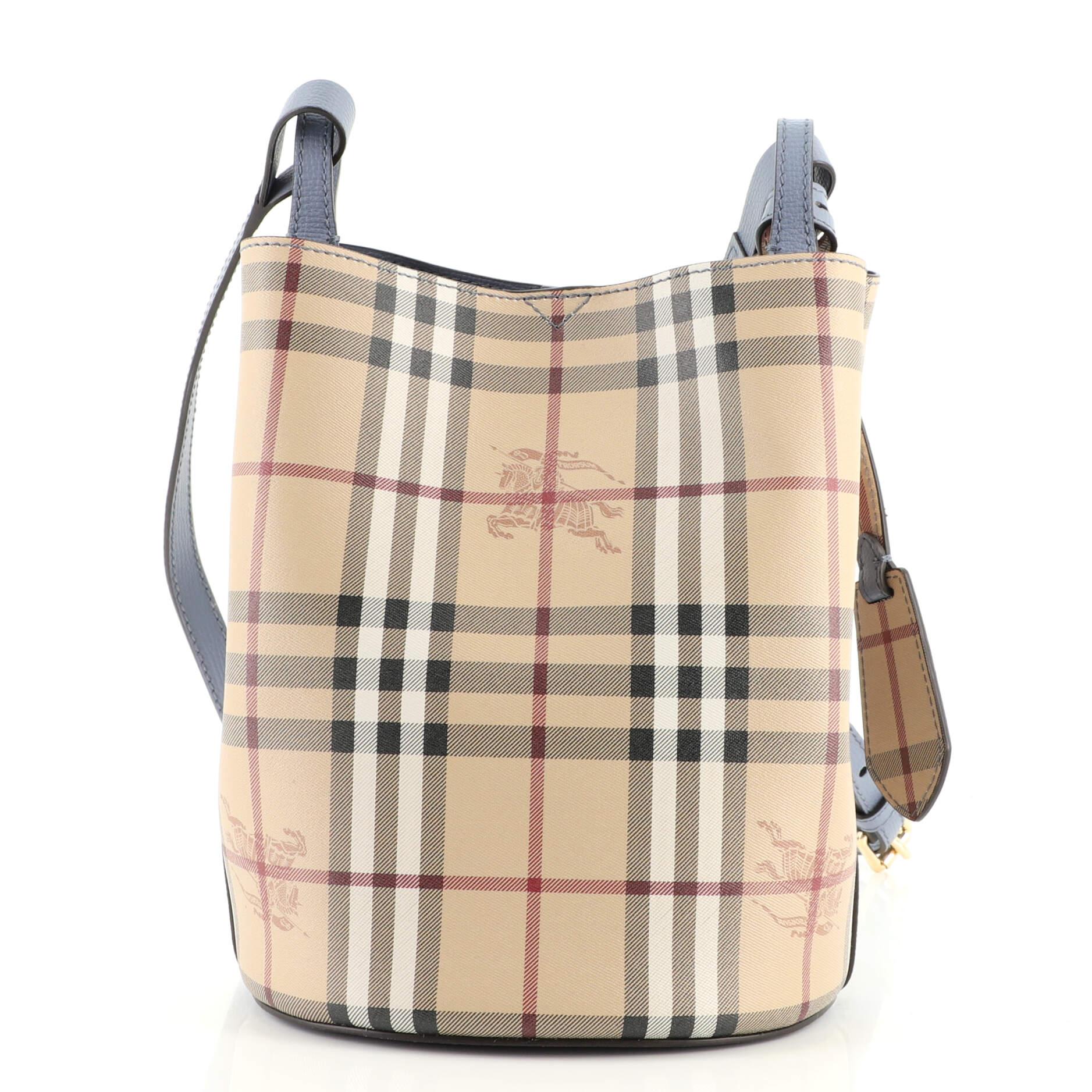 Burberry Lorne Bucket Bag Haymarket Coated Canvas Small at 1stDibs