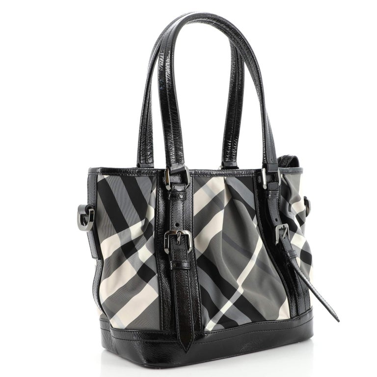 Burberry Lowry Convertible Tote Beat Check Nylon Medium For Sale at 1stDibs