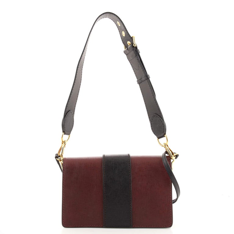 Burberry Madison Buckle Flap Bag House Check Canvas and Leather Small ...