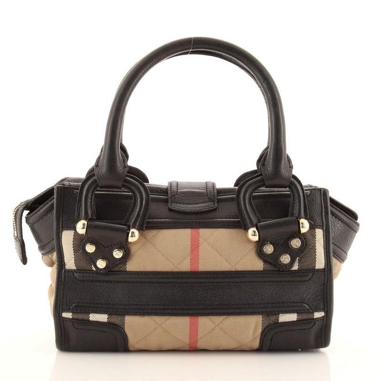 Burberry Manor Bag Quilted House Check Canvas with Leather Large at 1stDibs