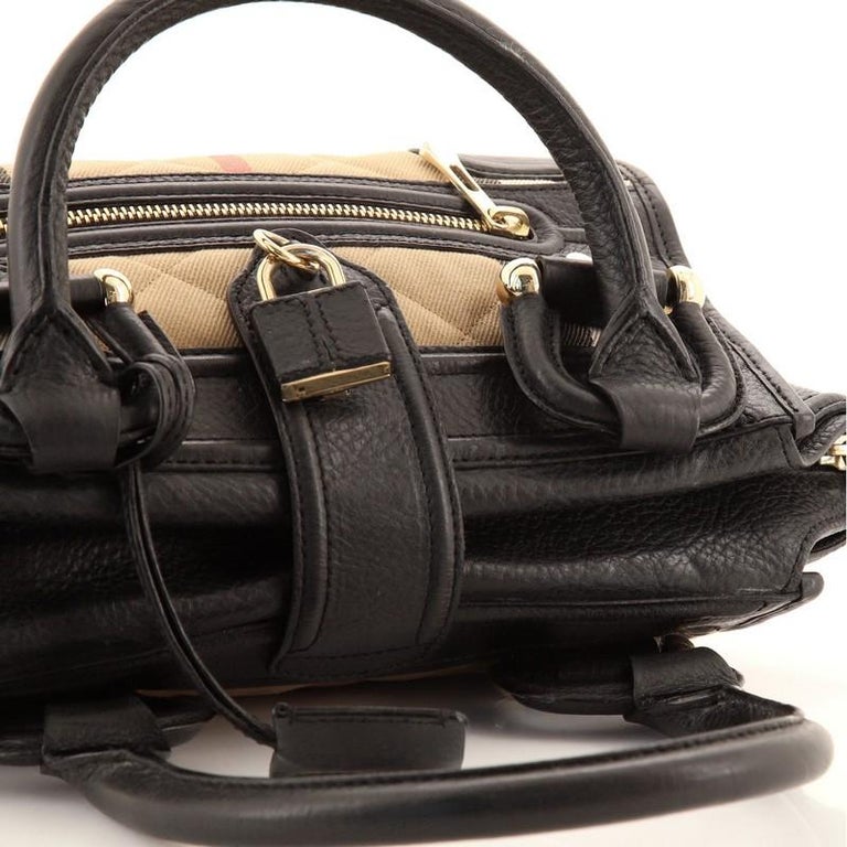 Burberry Manor Bag Quilted House Check Canvas with Leather Large For ...