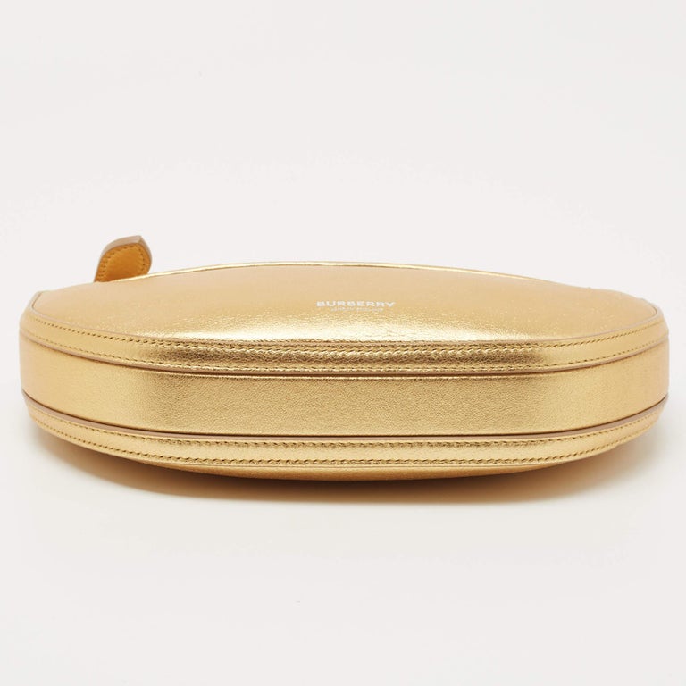 Burberry Metallic Gold Leather Mini Olympia Zip Chain Bag For Sale at ...