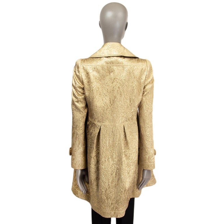 BURBERRY metallic gold wool silk BROCADE PEACOAT Coat Jacket 40 S For ...