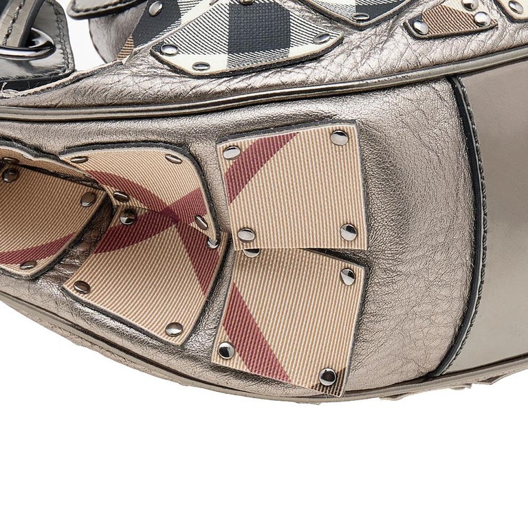 Burberry Metallic Nova Check Coated Canvas And Patent Leather Small ...