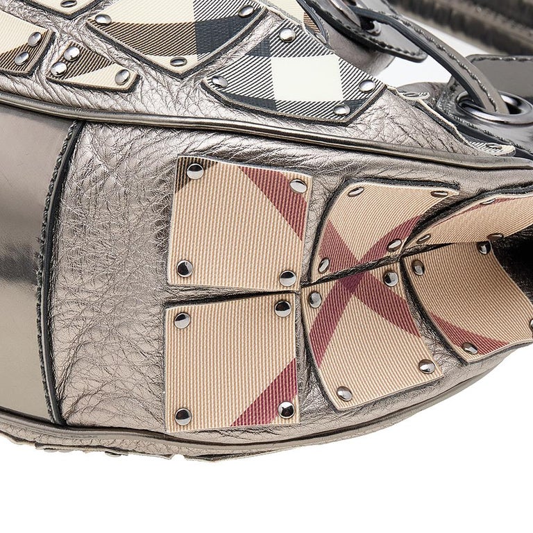 Burberry Metallic Nova Check Coated Canvas And Patent Leather Small ...