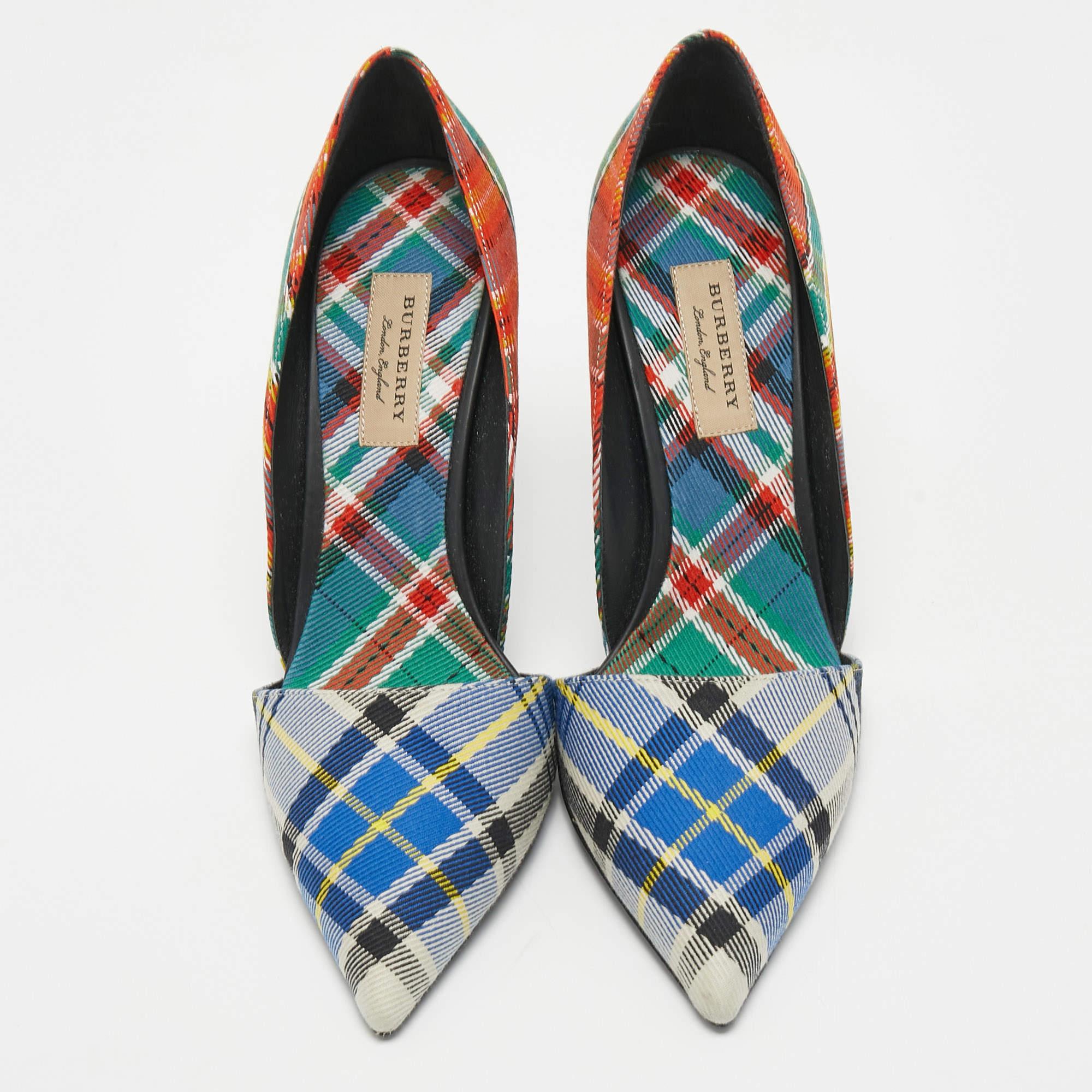 Burberry Multicolor Canvas Virna D'orsay Pointed Toe Pumps Size 40 at ...