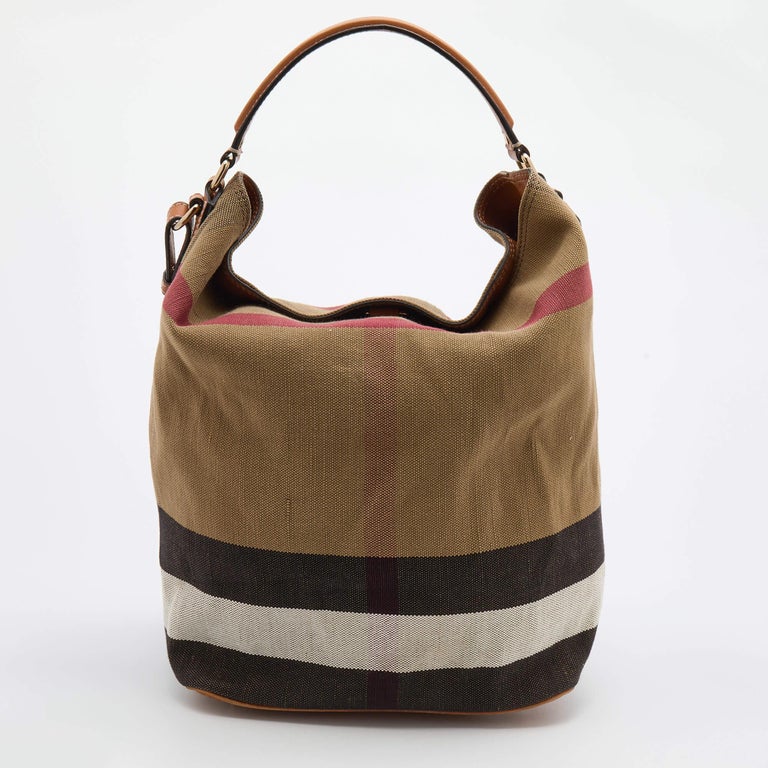 Burberry Multicolor Mega Check Canvas and Leather Medium Ashby Hobo For ...
