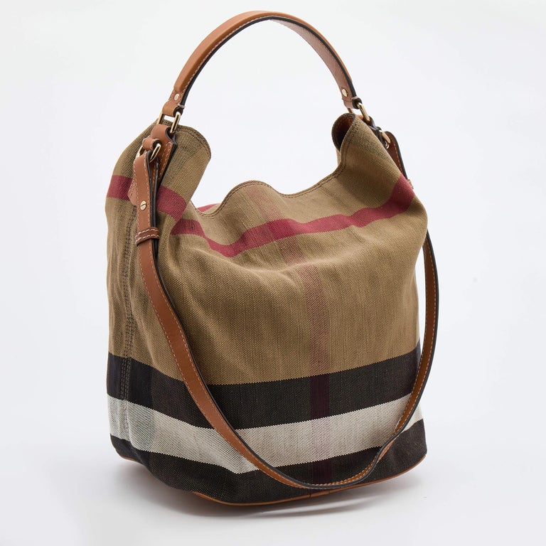 Burberry Multicolor Mega Check Canvas and Leather Medium Ashby Hobo For ...