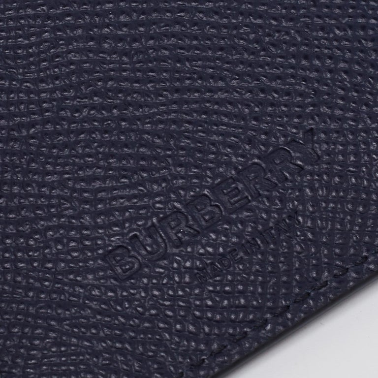 Burberry Navy Blue Grained Leather Cavendish Bifold Wallet at 1stDibs