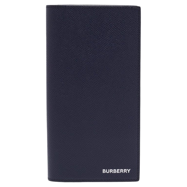 Burberry Navy Blue Grained Leather Cavendish Bifold Wallet at 1stDibs