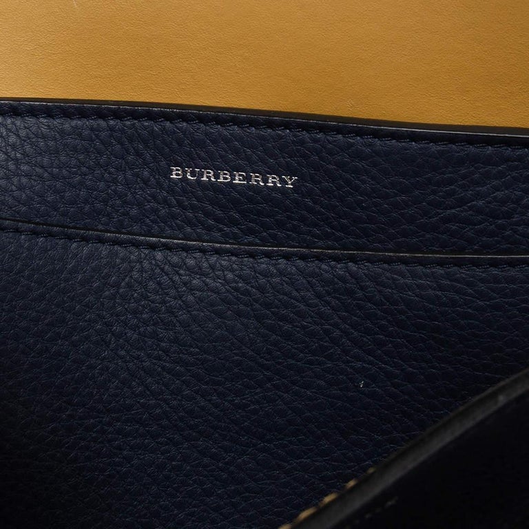 Burberry Navy Blue Leather Small Belt Tote For Sale at 1stDibs