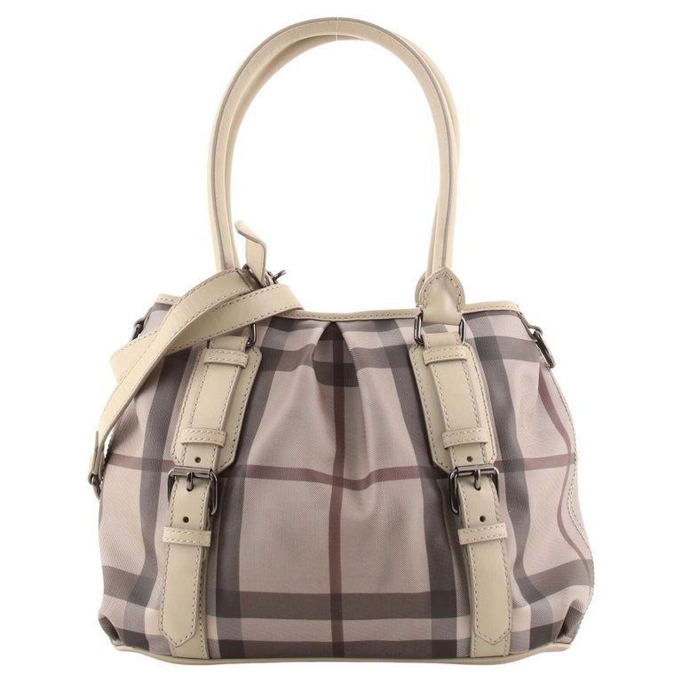 Burberry Northfield Convertible Tote Smoked Check Coated Canvas Large ...