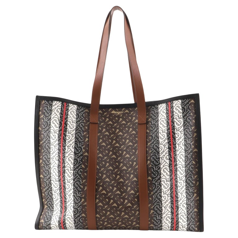 Burberry Open Tote Monogram E-Canvas Large For Sale at 1stDibs