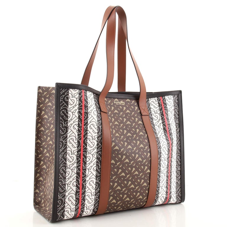 Burberry Open Tote Monogram E-Canvas Small For Sale at 1stDibs