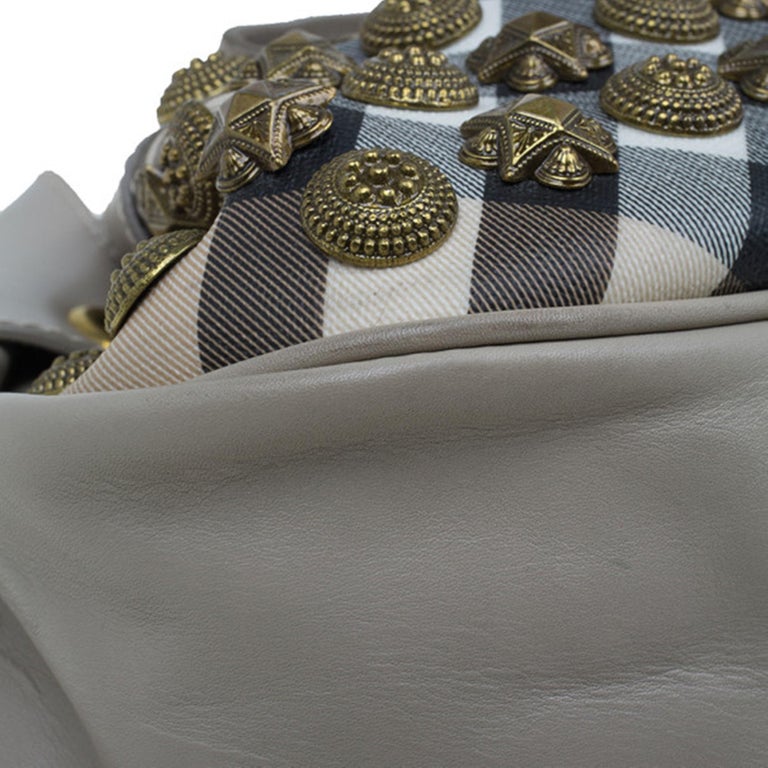 Burberry Pastel Nova Check Warrior Studded Hobo For Sale at 1stDibs