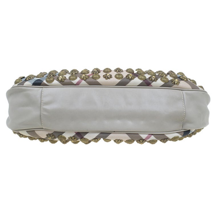 Burberry Pastel Nova Check Warrior Studded Hobo For Sale at 1stDibs