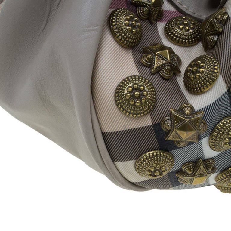 Burberry Pastel Nova Check Warrior Studded Hobo For Sale at 1stDibs