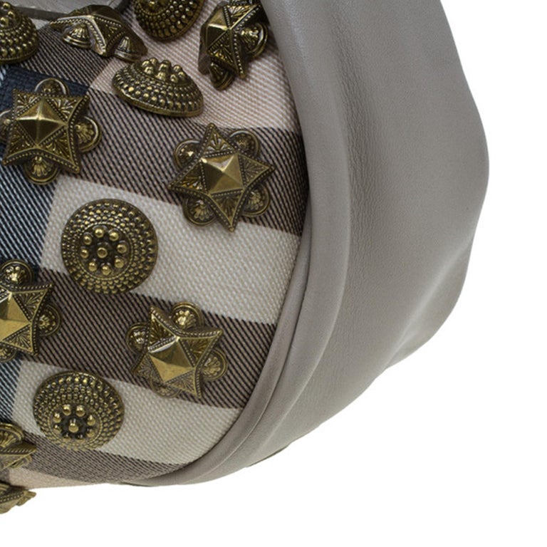 Burberry Pastel Nova Check Warrior Studded Hobo For Sale at 1stDibs