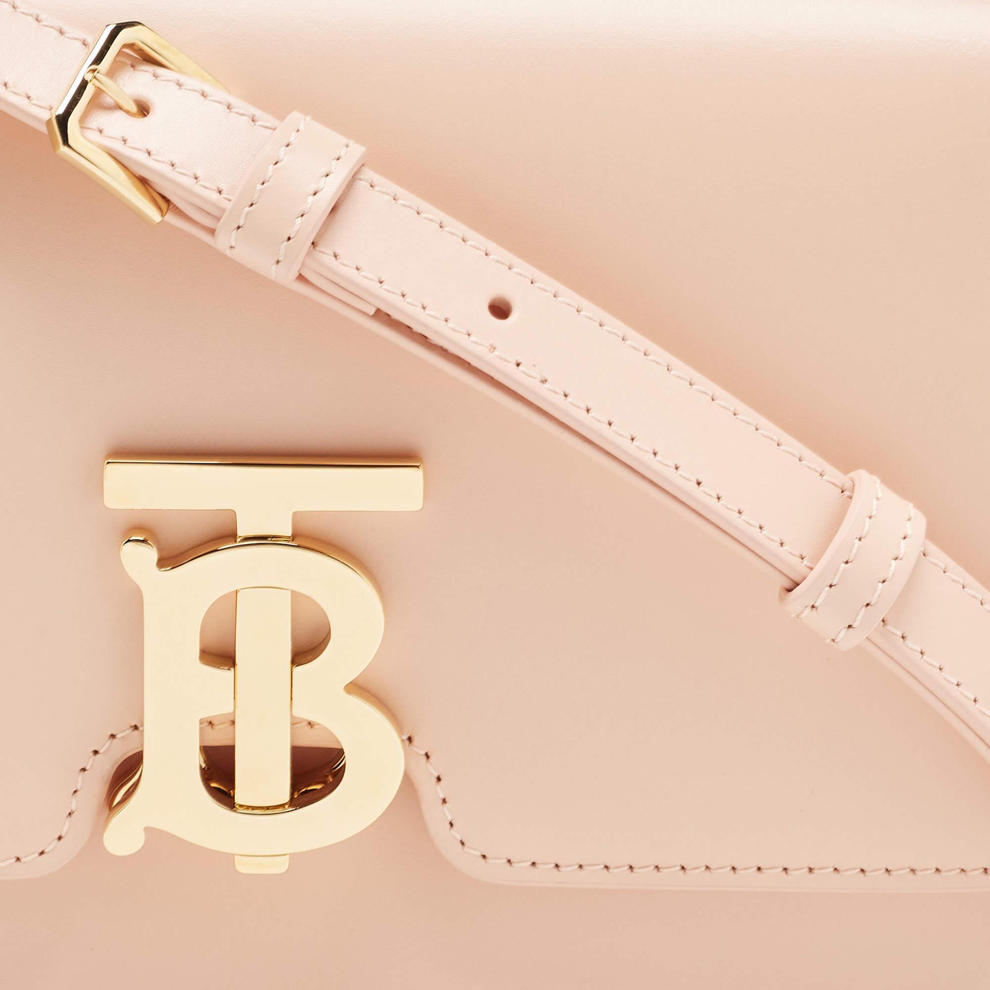 Burberry Peach PInk Leather Small TB Shoulder Bag For Sale at 1stDibs