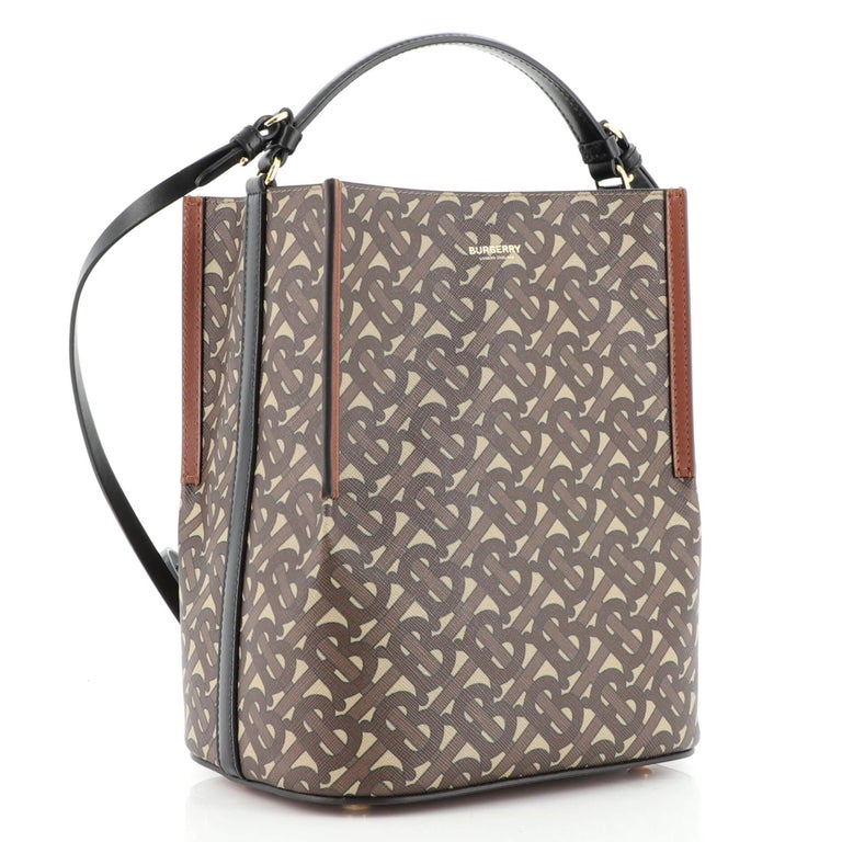 Burberry Peggy Bucket Bag Monogram E-Canvas Small For Sale at 1stDibs