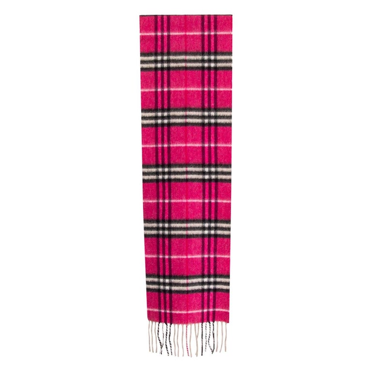 BURBERRY pink cashmere TARTAN CHECK Shawl Scarf at 1stDibs