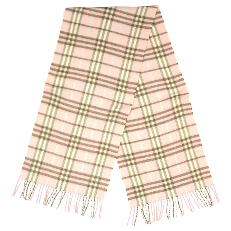 Burberry Pink/Cream/Brown Cashmere Scarf W/ Fringe at 1stDibs | pink ...