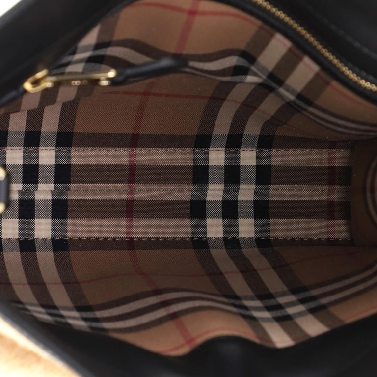 Burberry Pocket Tote Check Cashmere with Leather Mini For Sale at 1stDibs