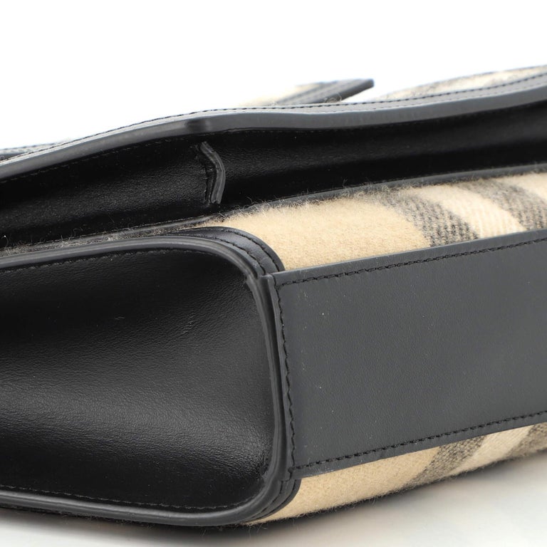 Burberry Pocket Tote Check Cashmere with Leather Mini For Sale at 1stDibs
