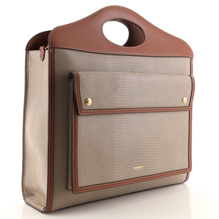 Burberry Pocket Tote Lizard Embossed Leather Medium For Sale at 1stDibs