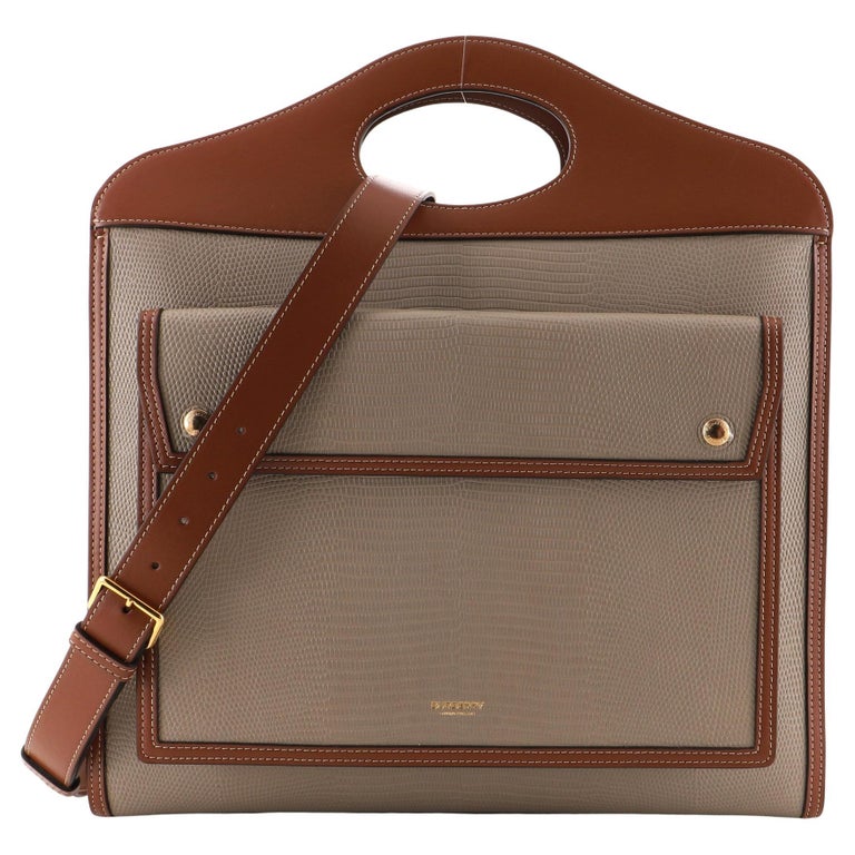 Burberry Pocket Tote Lizard Embossed Leather Medium For Sale at 1stDibs