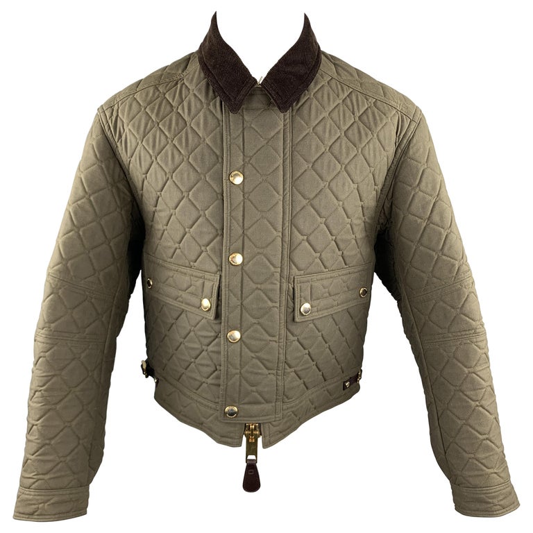 BURBERRY PRORSUM F/W 2012 Size 38 Olive Quilted Collar Riding Jacket at ...