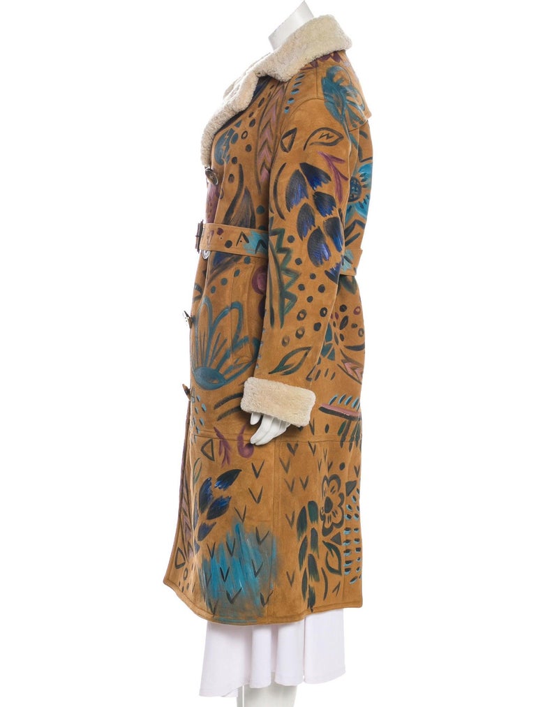 Burberry Prorsum NEW Cognac Multi Color Suede Evening Winter Over Long ...