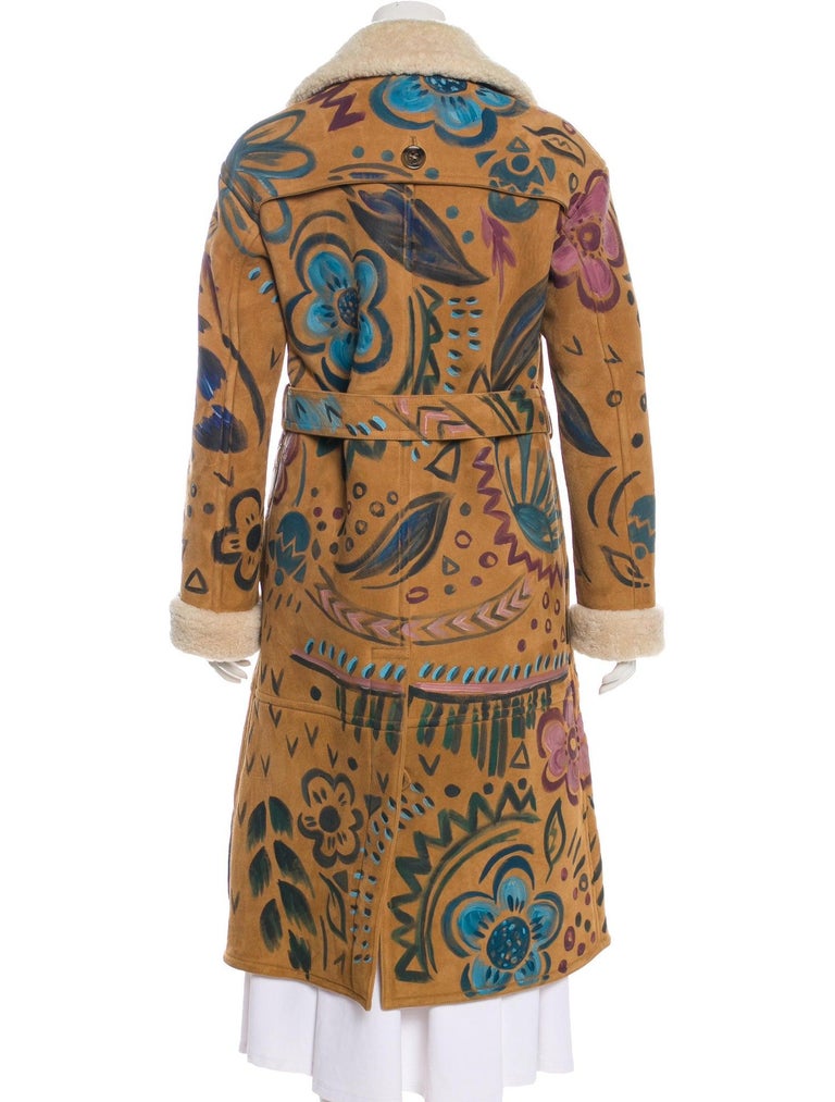 Burberry Prorsum NEW Cognac Multi Color Suede Evening Winter Over Long ...