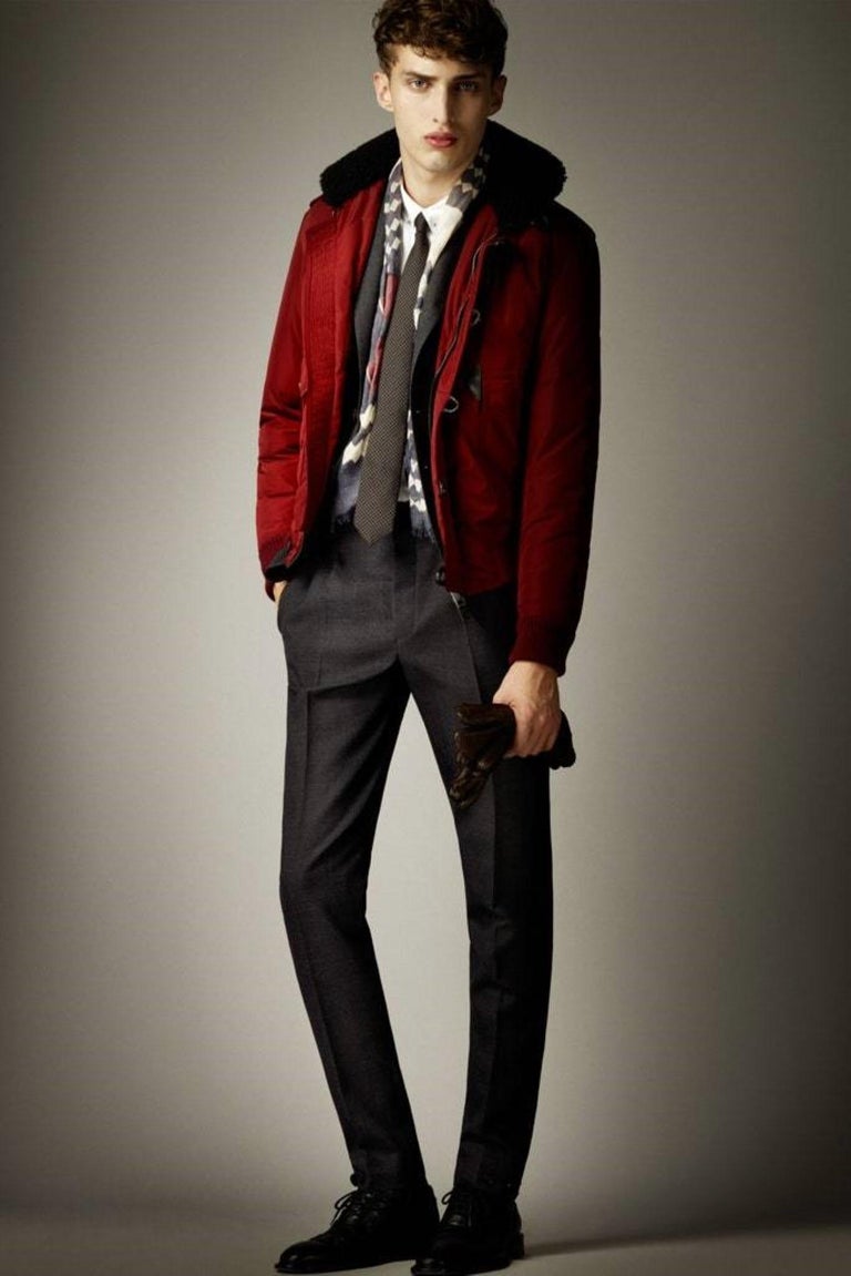 BURBERRY PRORSUM Pre-Fall 2012 Size 34 Burgundy Red Shearling Jacket at ...