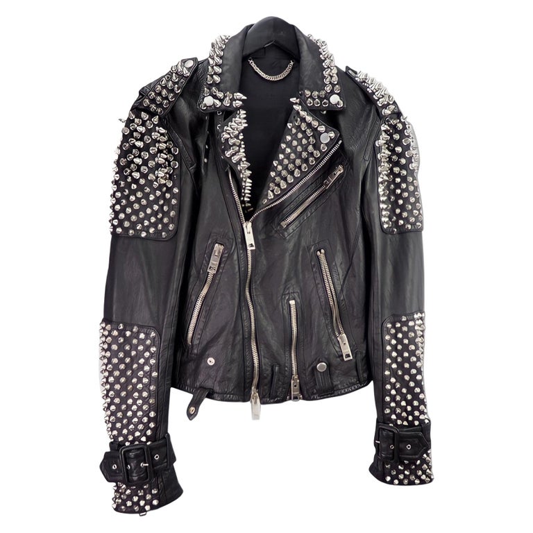 Burberry Prorsum Spike Studded Leather Biker Jacket at 1stDibs ...